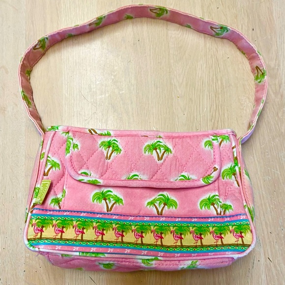 Maggie Barnes | Bags | Maggie B Mini Quilted Purse Pink Flamingopalm ...